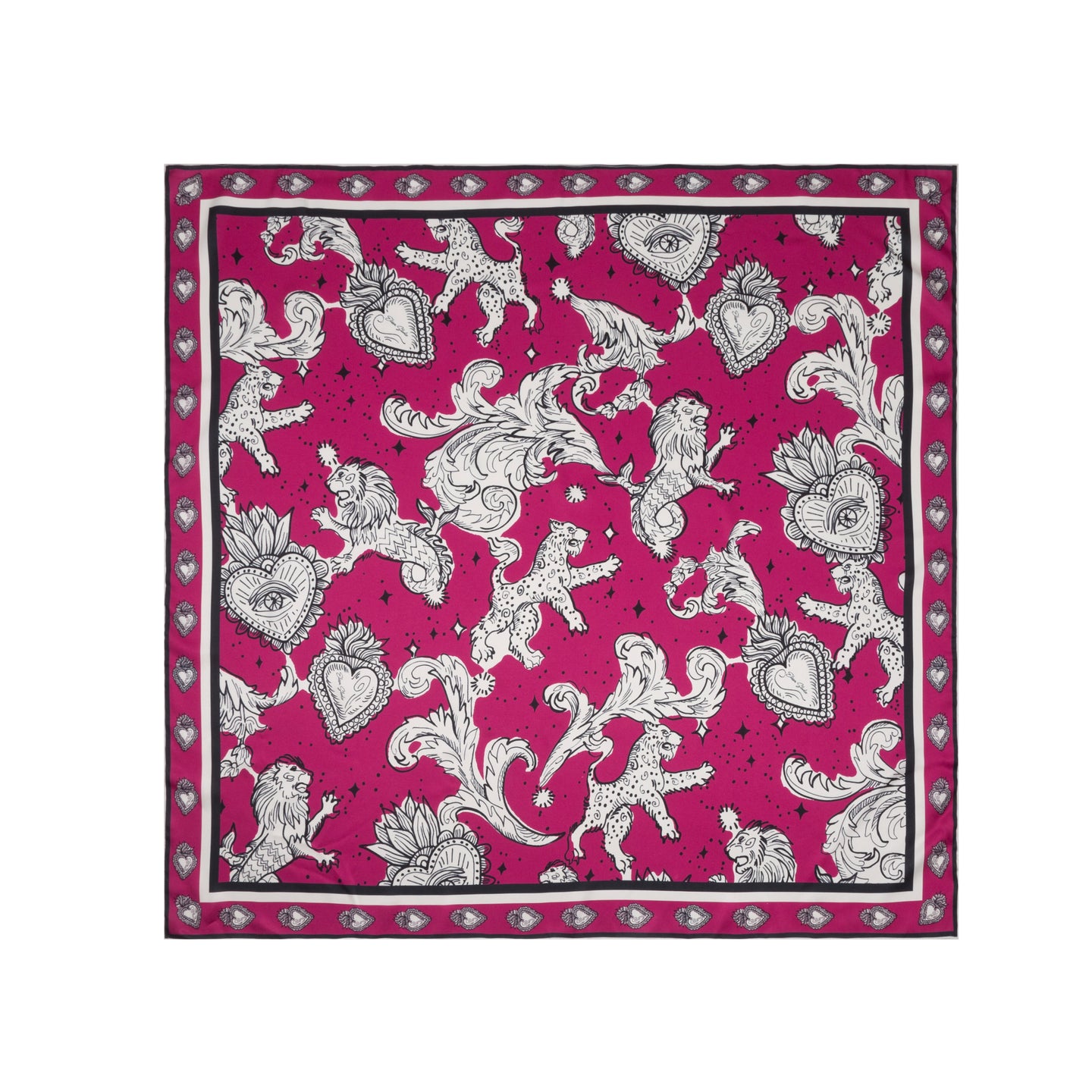 LEON - Heart Patterned Silk Scarf – Elissa Studio